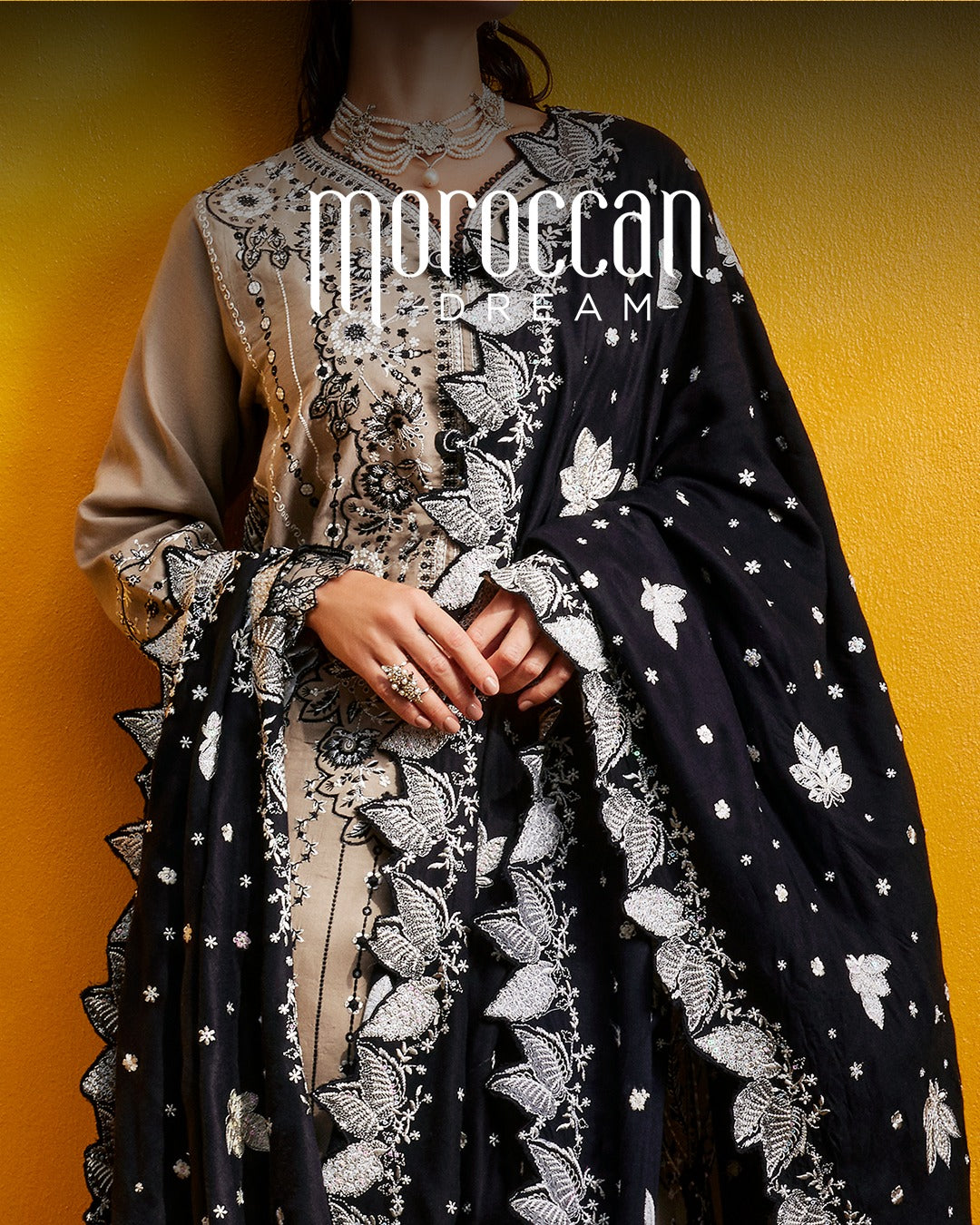 MOROCCAN DREAM | Unstitched Sateen Shawl by Mushq – Heer Rang